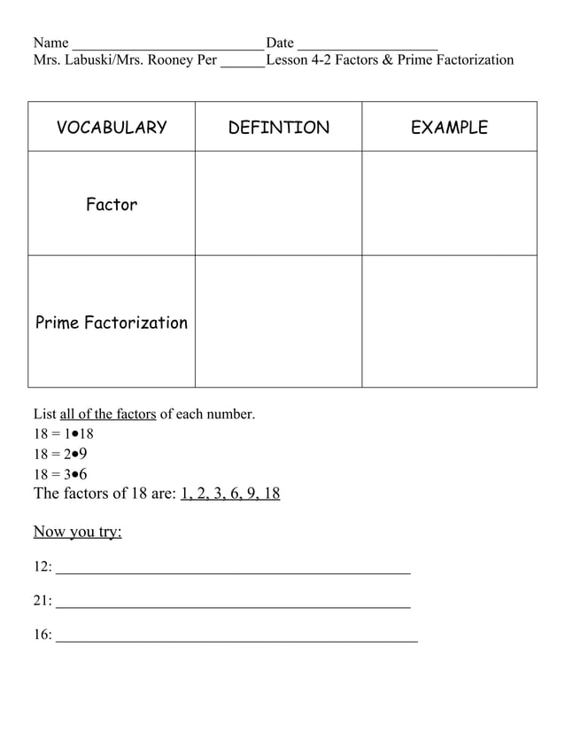 Lesson 4 2 factors and prime factorization | PDF