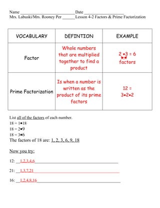 Lesson 4 2 factors and prime factorization | PDF