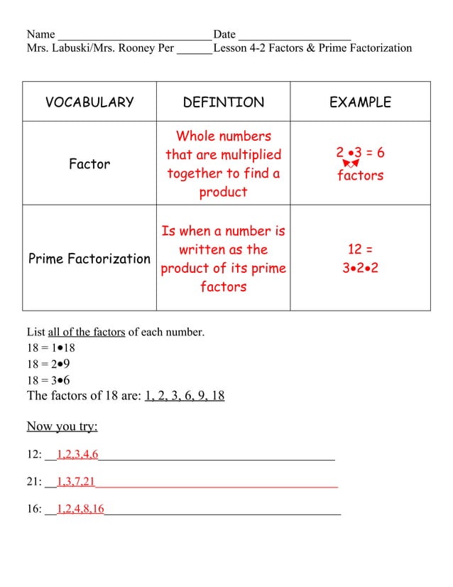 Lesson 4 2 factors and prime factorization | PDF