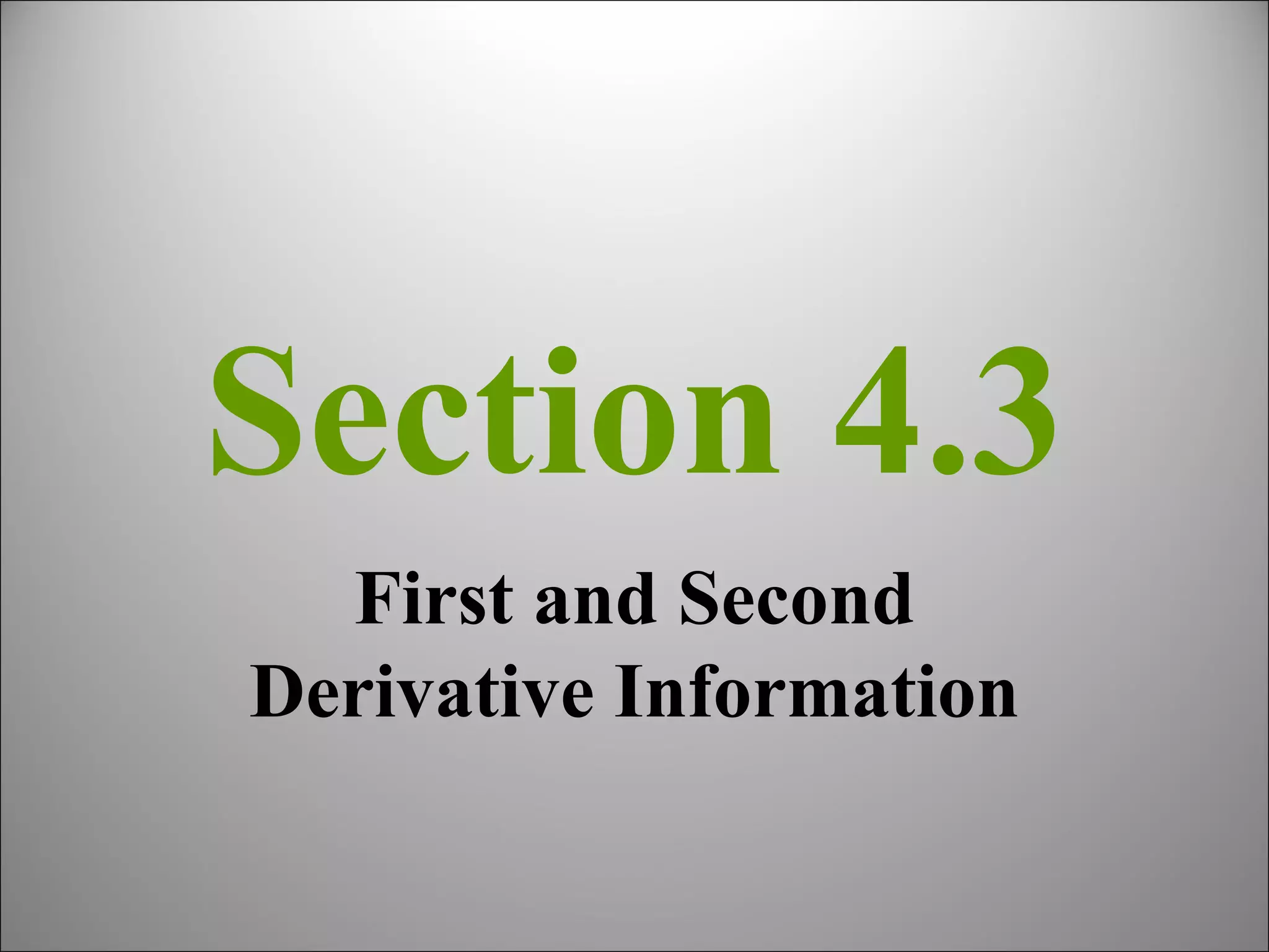 Lesson 4.3 First and Second Derivative Theory | PPT