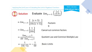 Lesson 4 - Applying the limit laws in Evaluating the Limit of Algebraic Functions.pptx