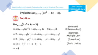 Lesson 4 - Applying the limit laws in Evaluating the Limit of Algebraic Functions.pptx
