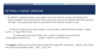 HTML5 - create hyperlinks and anchors | PPTX