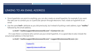 HTML5 - create hyperlinks and anchors | PPTX