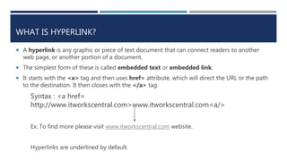 HTML5 - create hyperlinks and anchors | PPTX