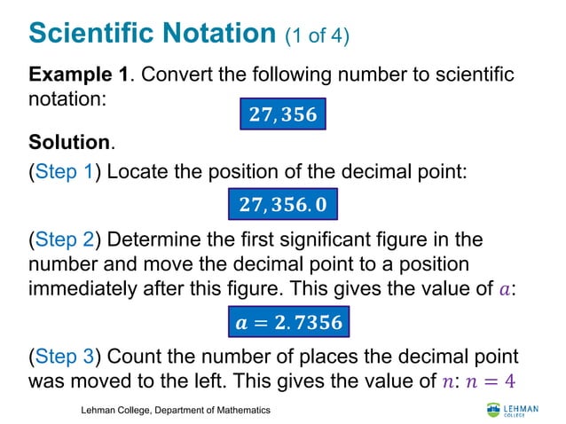 Lesson 4: Decimal to Scientific Notation | PPTX