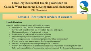 Lesson 4 eco-system services of tank cascade systems | PPT