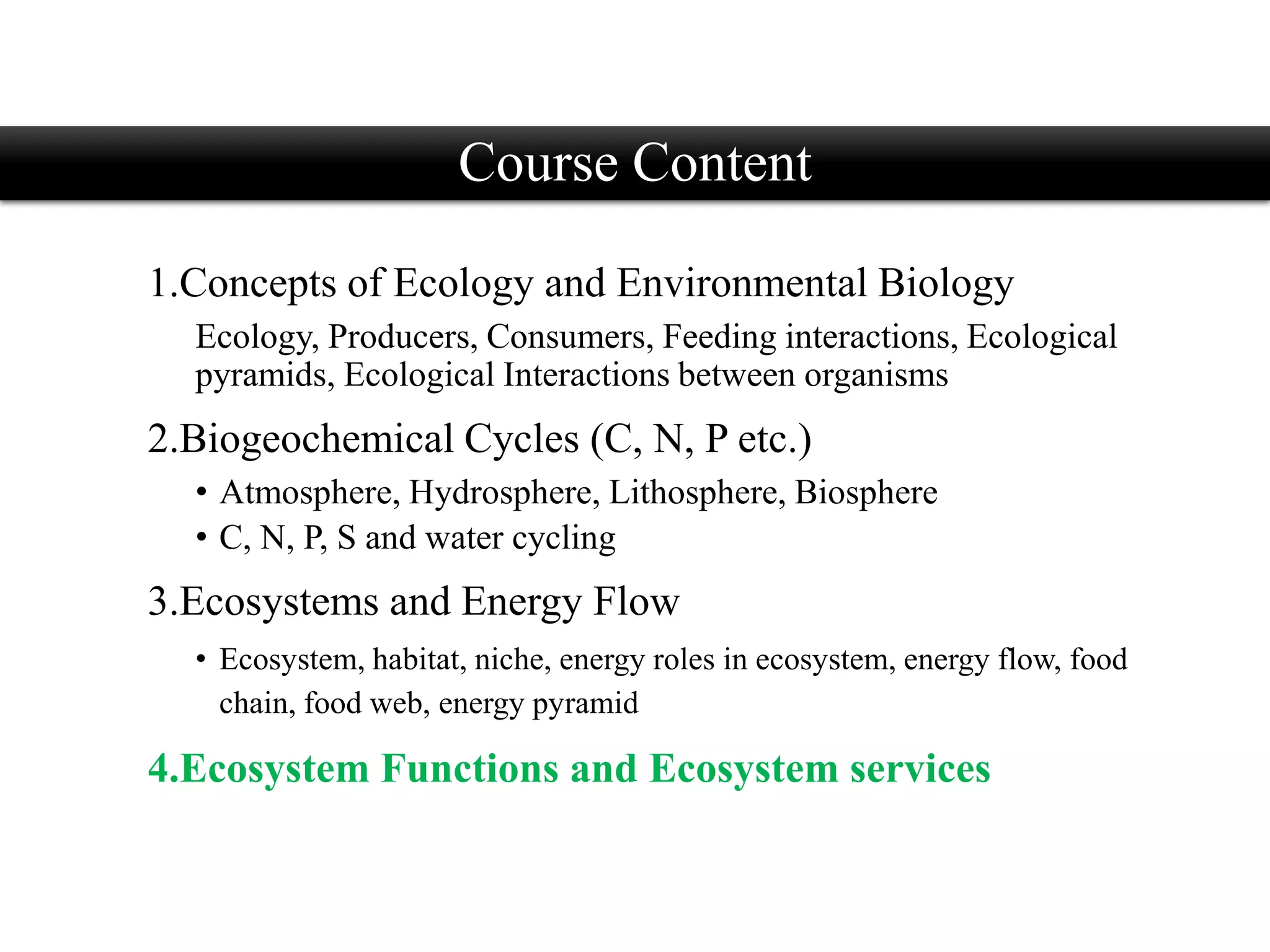 Lesson 4 Ecosystem functions and ecosystem services | PDF