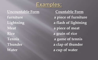 Countable and Uncountable nouns | PPT