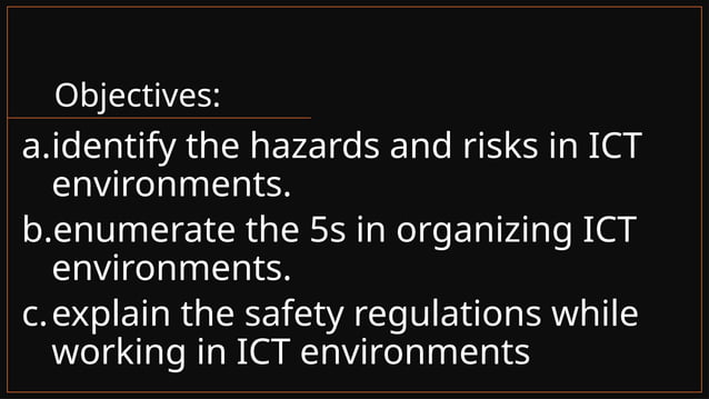 Grade 7 ICT: Occupational Safety and Health (OHS) Standards in ICT (PPT) MATATAG Curriculum | PPTX