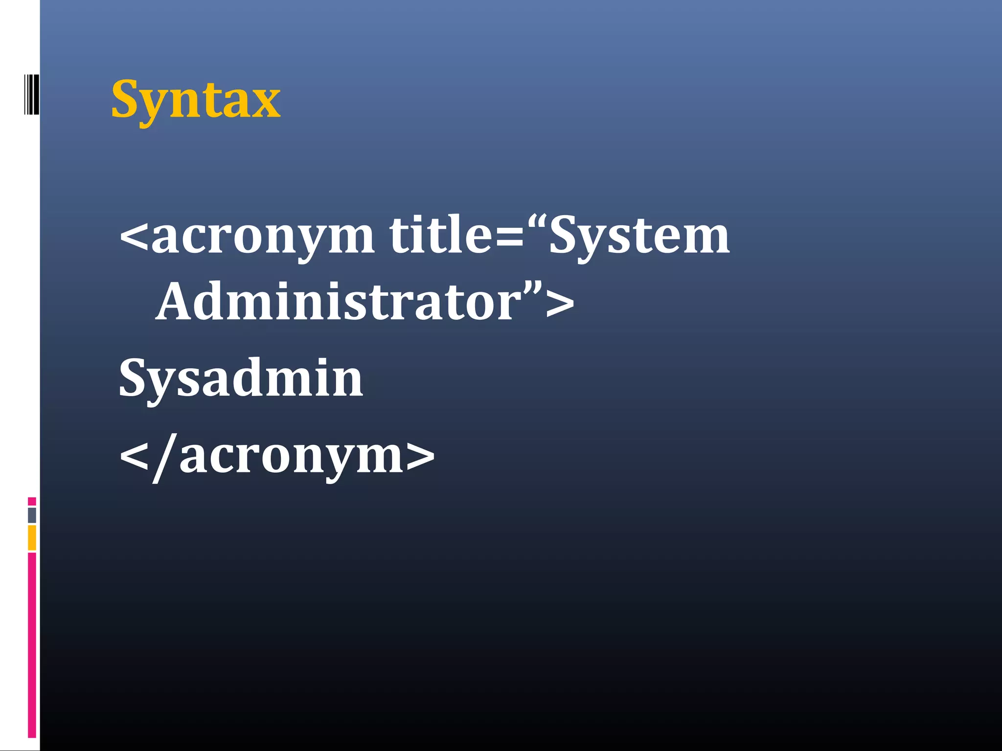 Preformatted, abbreviation, acronyms | PPT