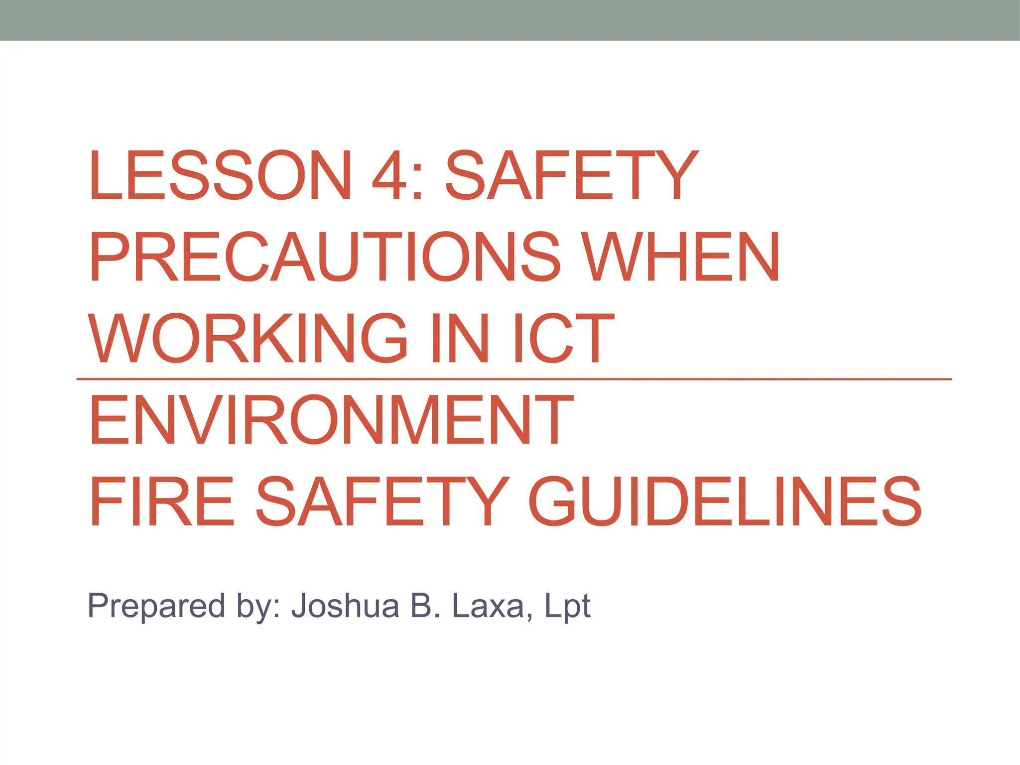 Lesson 4 - Sfety Precautions when Working in ICT Environments Fire ...