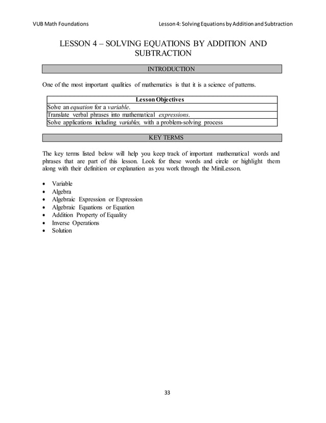 Lesson 4 Simple Linear Equations | DOCX | Programming Languages | Computing