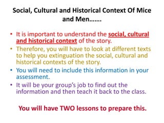 Of Mice and Men - Social, Historical and cultural context 1 | PPTX