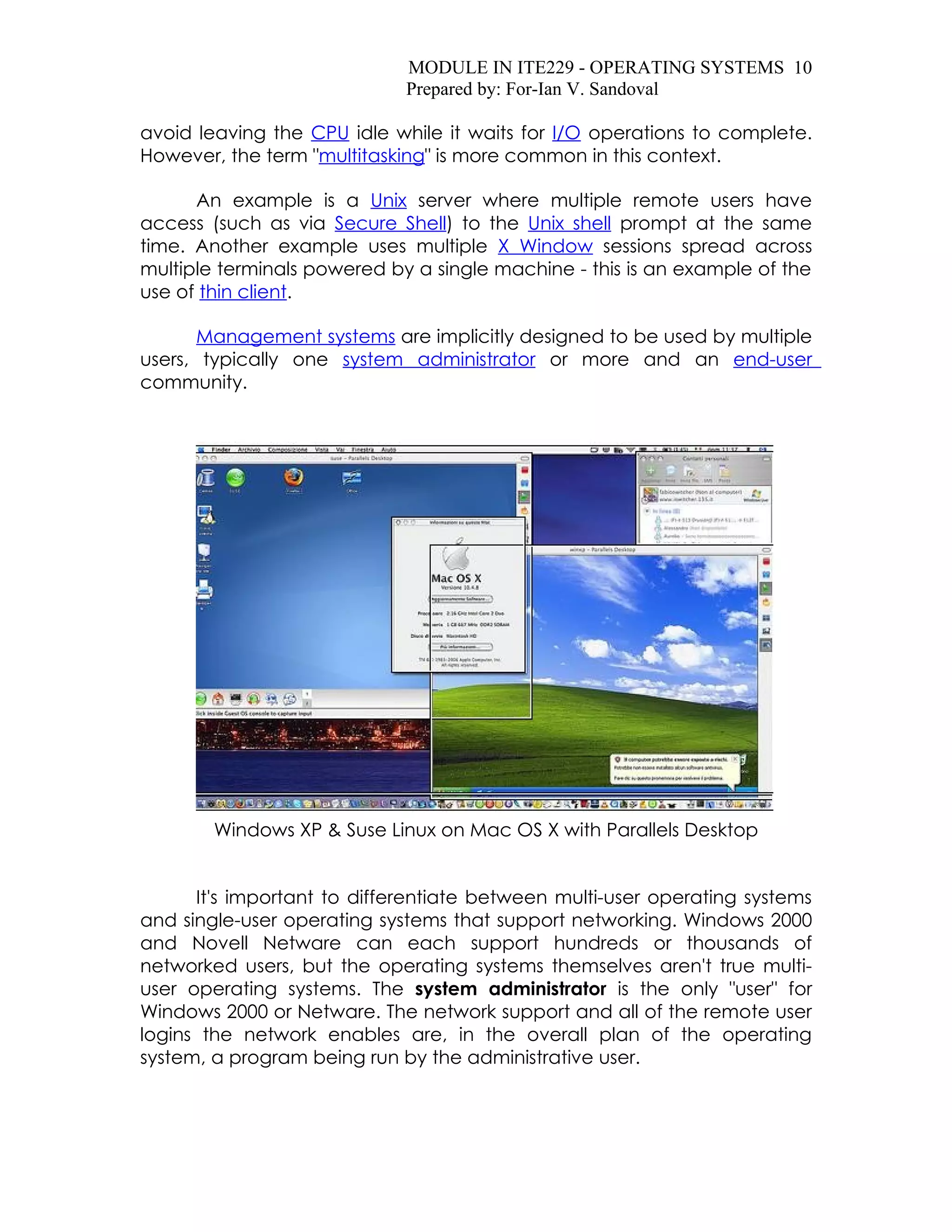 Lesson 4 Types Of Operating Systems | DOC