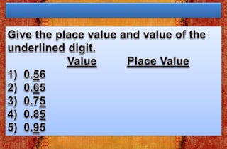 Lesson 44- Place Value and Value of a Digit in a Given Decimal Number ...