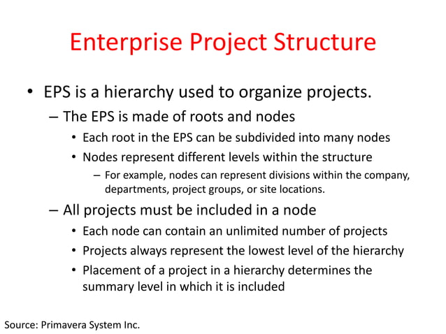 Lesson 4_5 Primavera 2.pptx..Enterprise Project Structure | PPTX