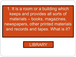 Lesson 4a library - quiz bee | PPTX | Books and Literature