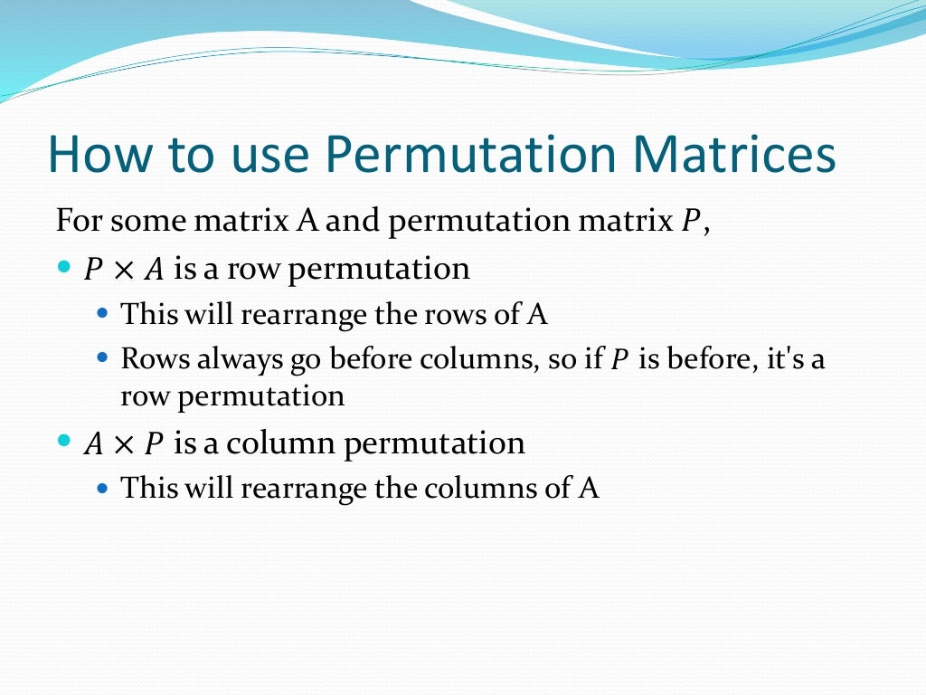 Permutation matrix - leoTros