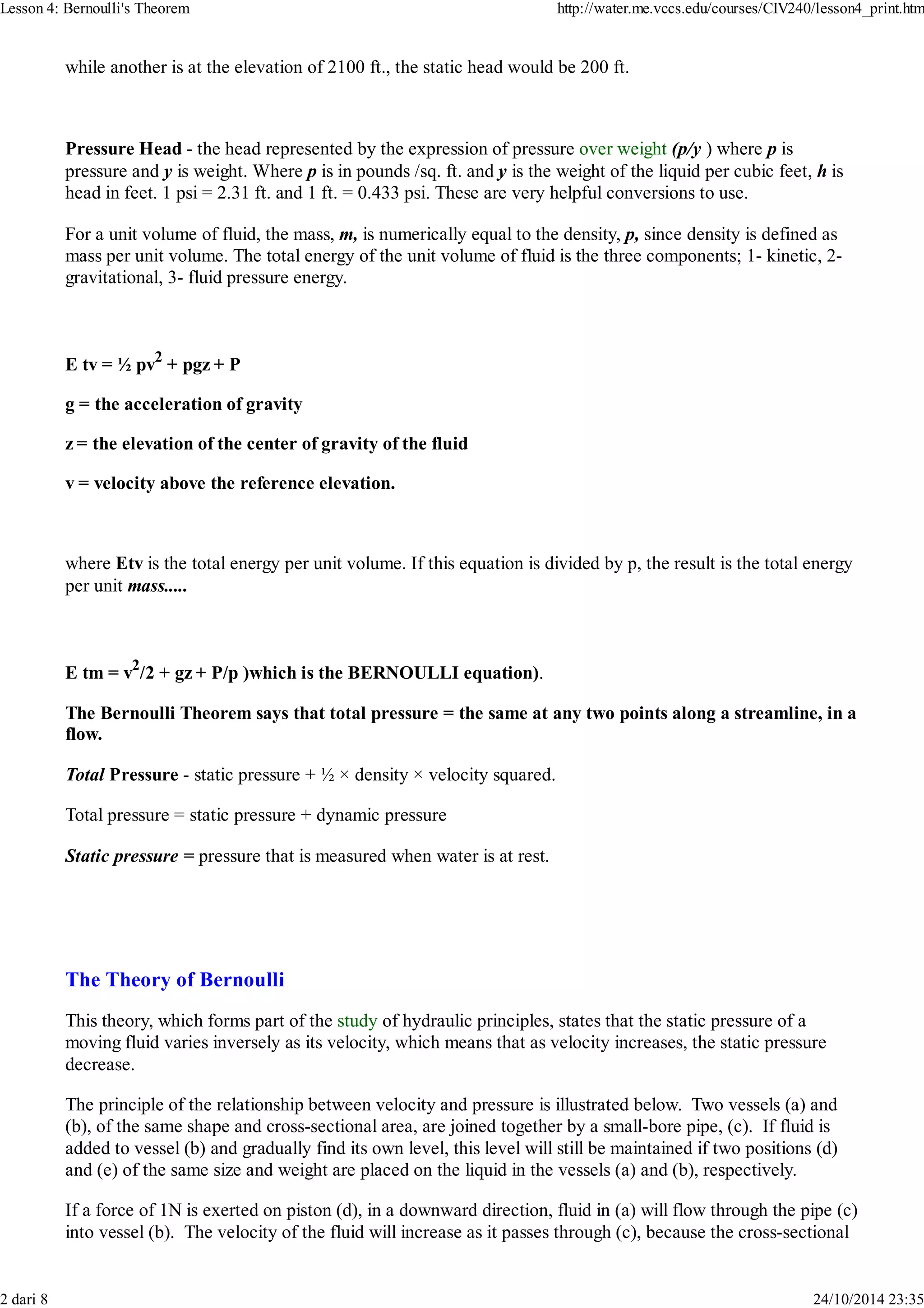 Lesson 4 bernoulli's theorem | PDF