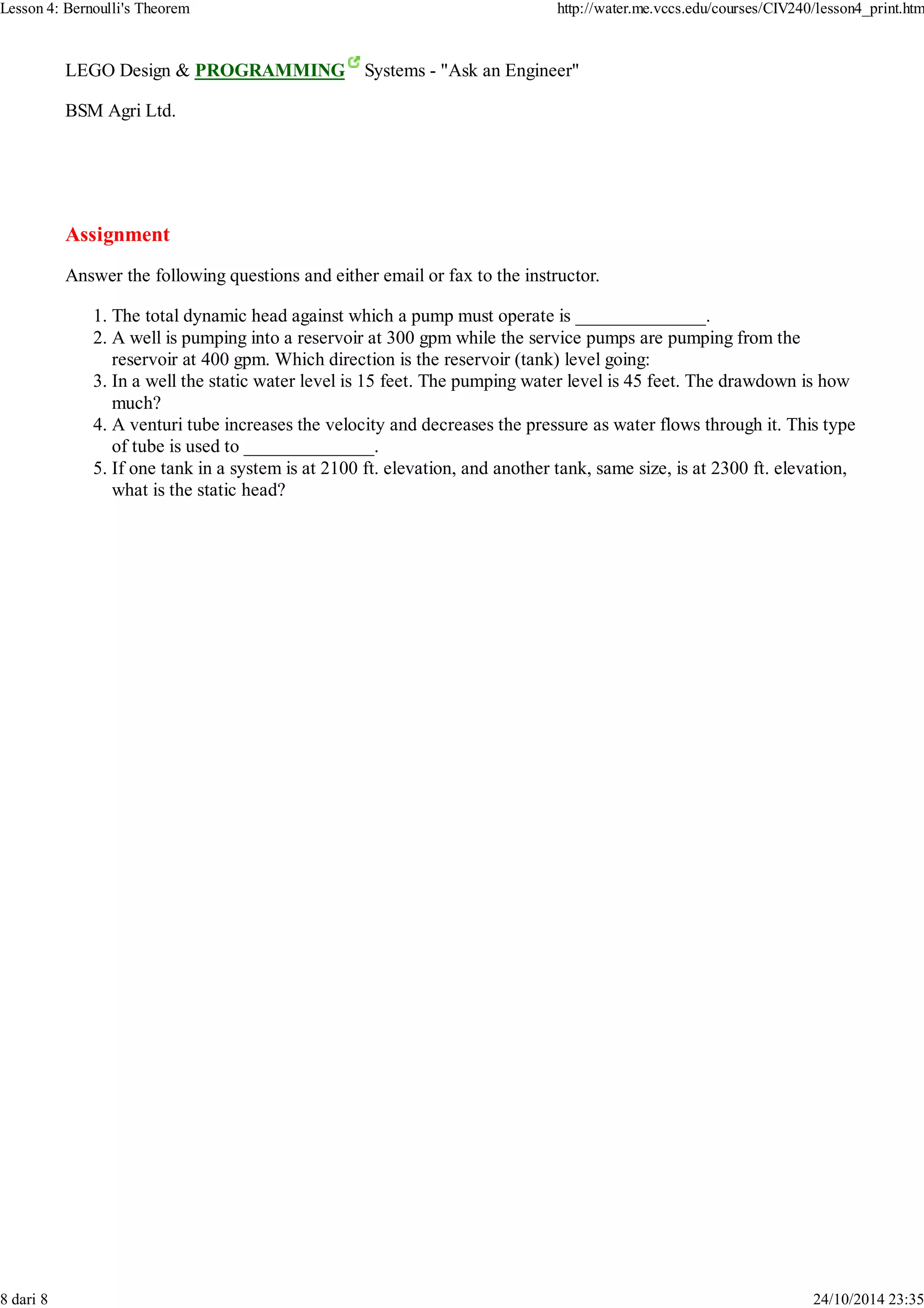 Lesson 4 bernoulli's theorem | PDF
