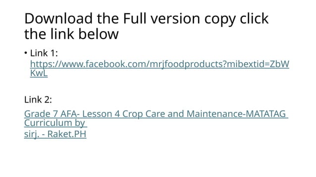 Grade 7 TLE-AFA-Lesson 4 Crop Care and Maintenance, Post Harvesting- Quarter 2 MATATAG ...