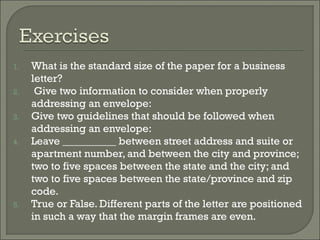 Lesson 4 Physical Aspects of the Business Letters | PPT