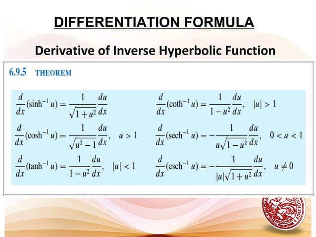 Lesson 4 derivative of inverse hyperbolic functions | PPT