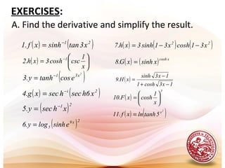 Lesson 4 derivative of inverse hyperbolic functions | PPT