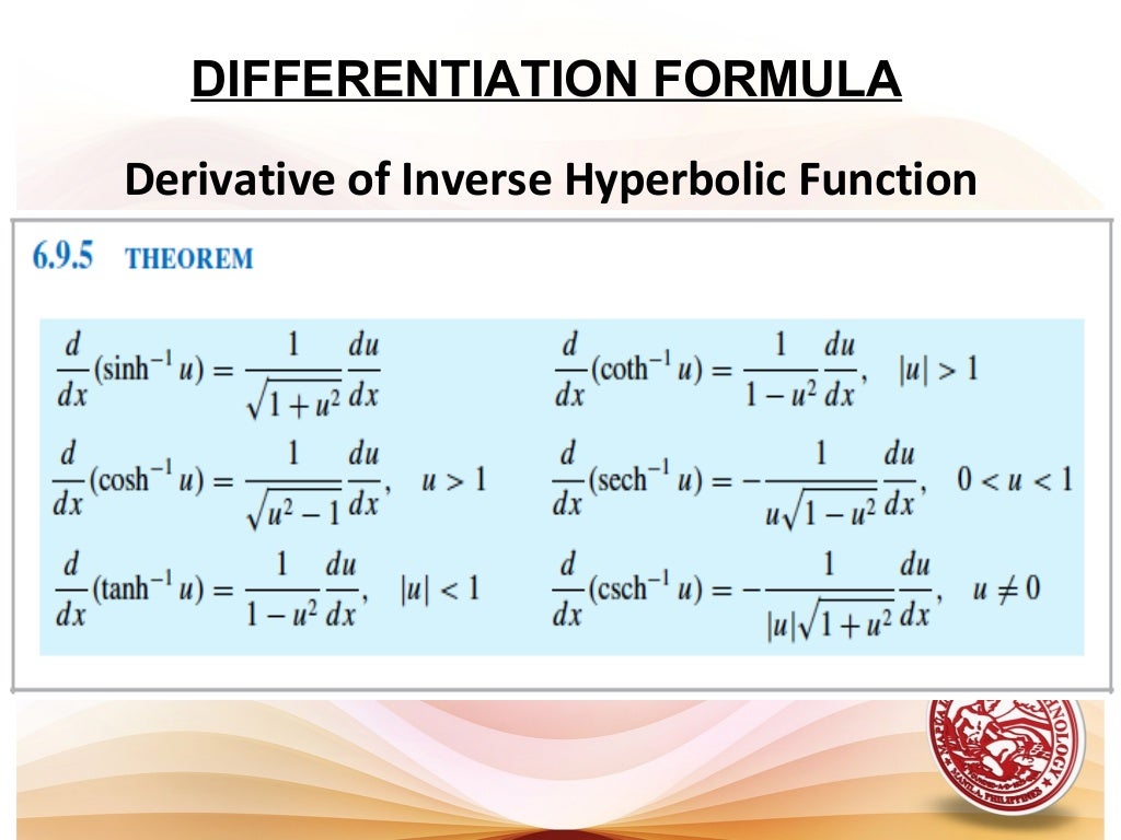 Lesson 4 Derivative Of Inverse Hyperbolic Functions Lesson 4 Derivative Of Inverse Hyperbolic Functions