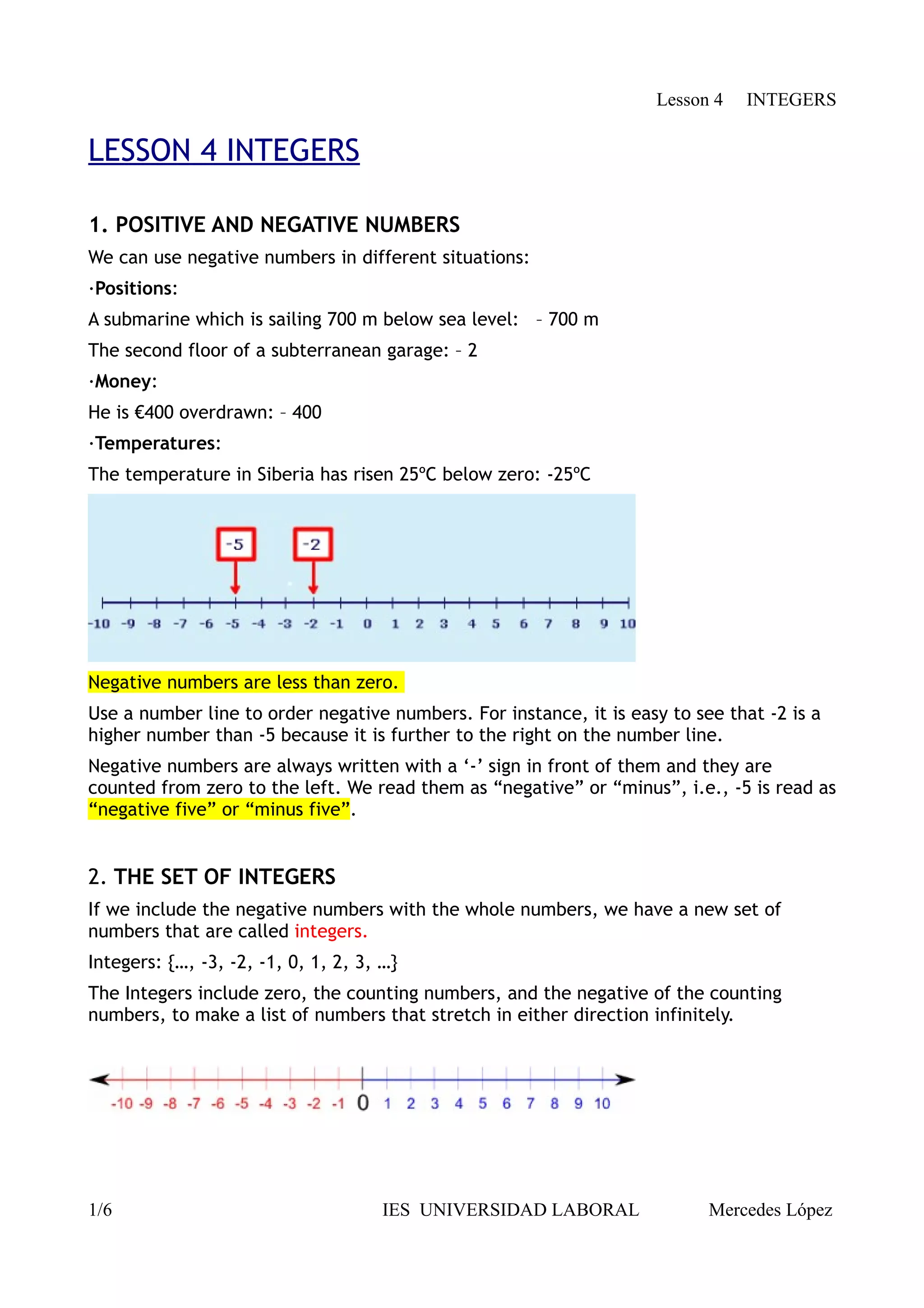 Lesson4 integers | PDF