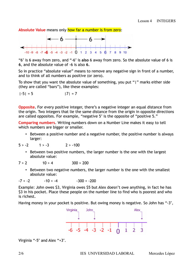 Lesson4 integers | PDF