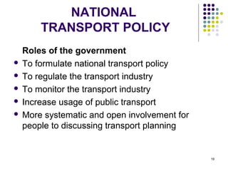 Lesson 4 national transport policy | PPT