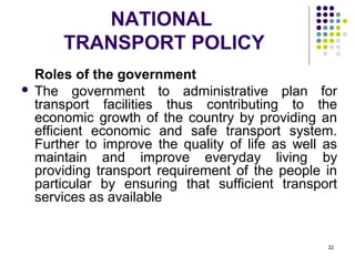 Lesson 4 national transport policy | PPT