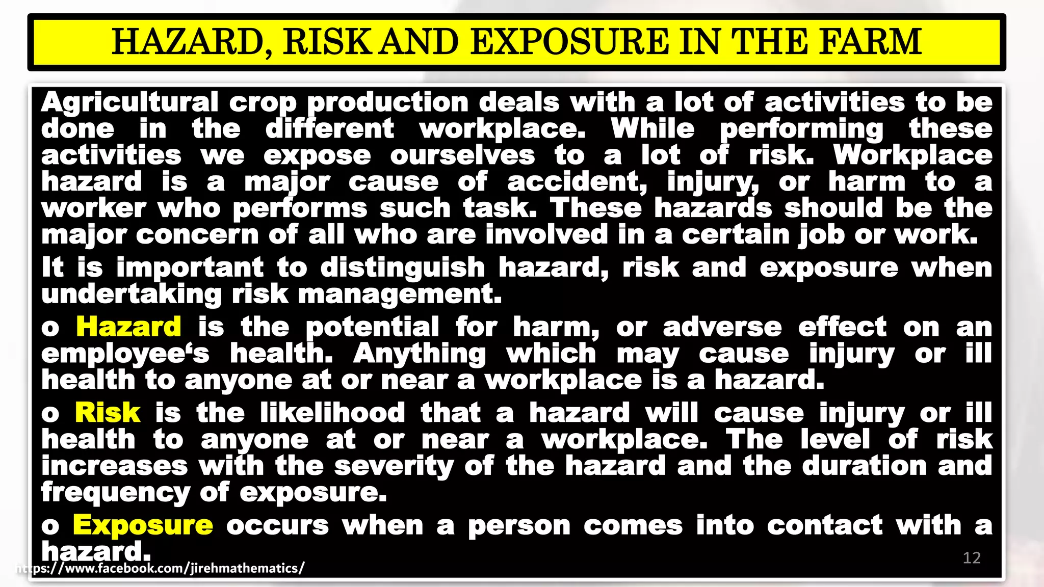 Agri-Crop Production: Lesson 4 occupational safety and health | PDF