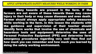 Agri-Crop Production: Lesson 4 occupational safety and health | PDF