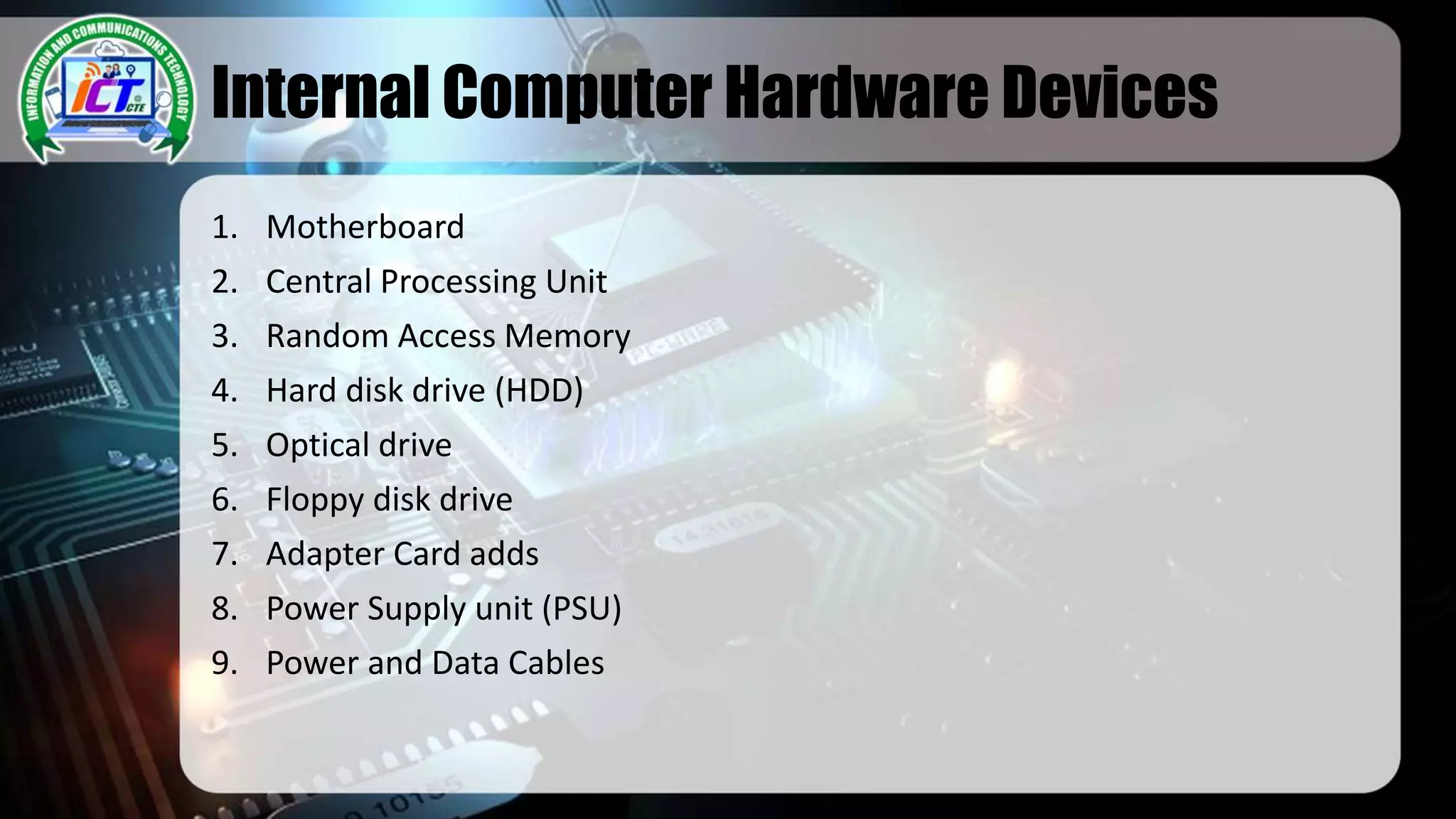 Lesson 4 pc hardware components (internal devices) part 1 | PPT