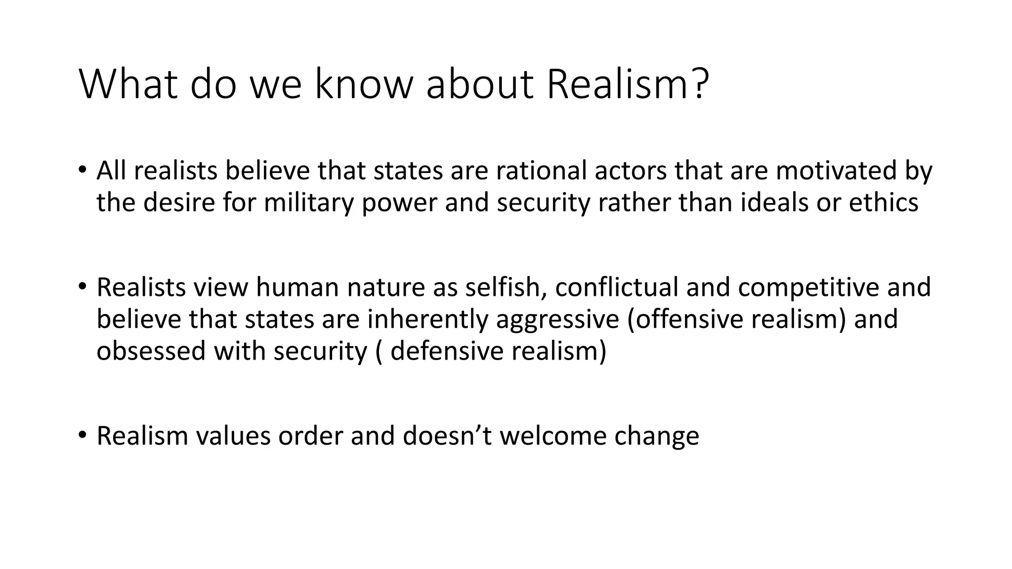 Realism v Liberalism | PPTX