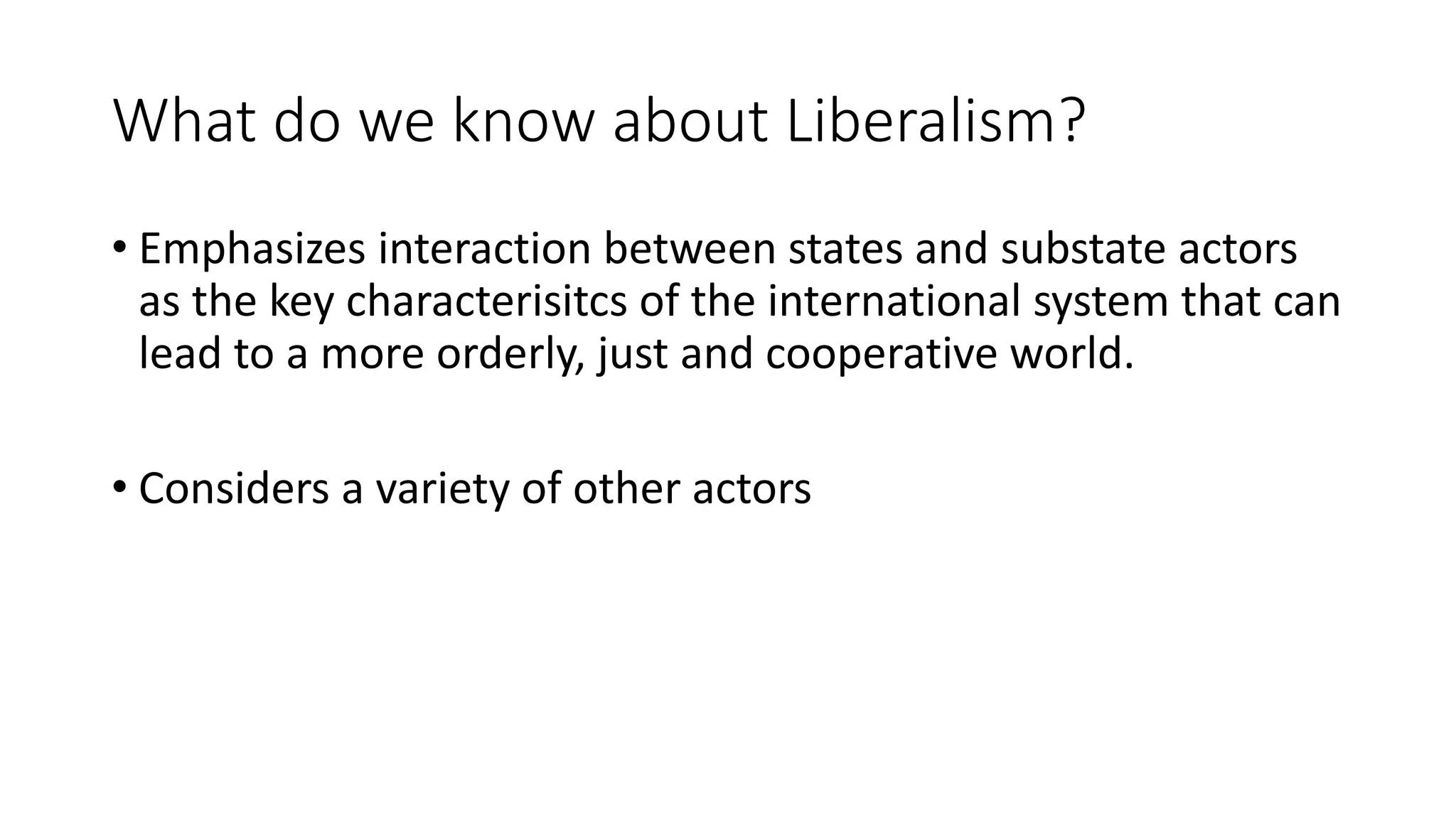 Realism v Liberalism | PPTX