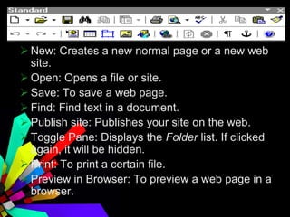 Standard and formatting toolbar | PPTX | Web Design and HTML | Internet