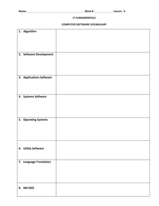 Lesson 4 vocabulary | PDF