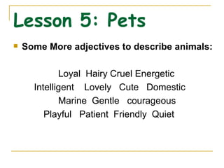 Lesson 5: Pets | PPT