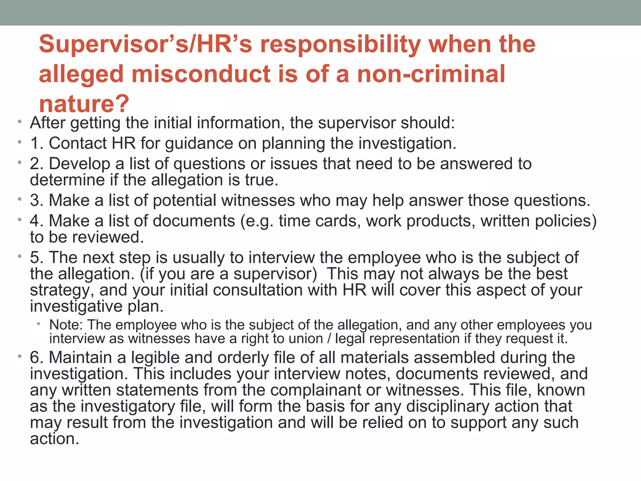 Conducting Employee Investigations | PPT