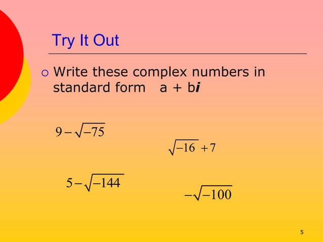 Lesson5.1 complexnumbers | PPT