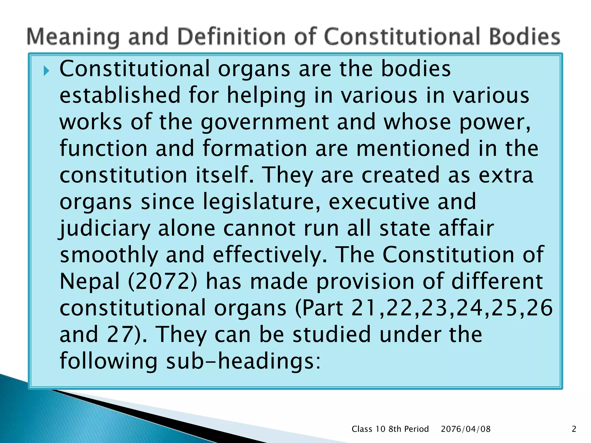 Lesson 5.4 (ten social) Constitutional Organs | PPTX