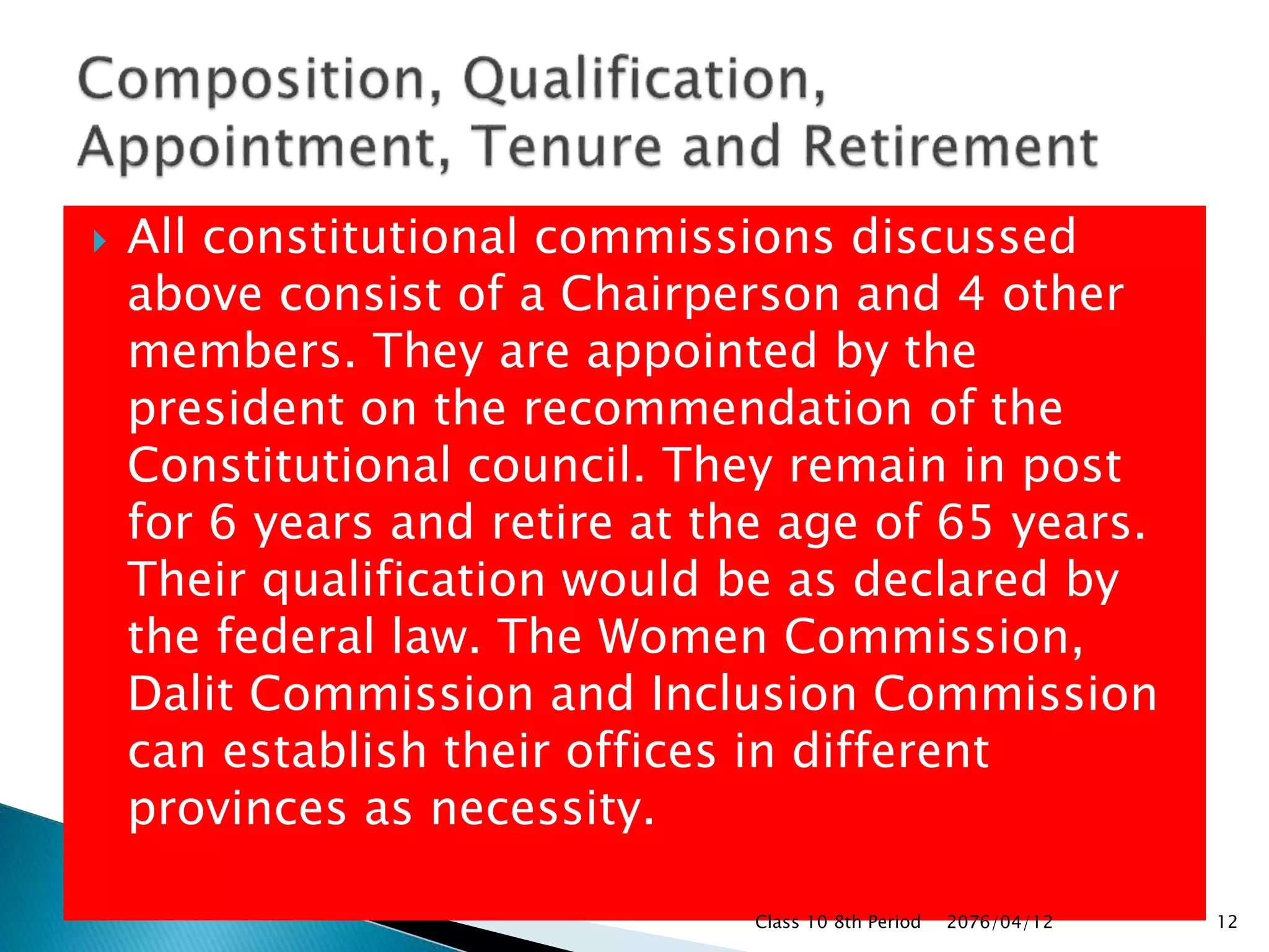 Lesson 5.5 (ten social) Constitutional Commissions | PPT