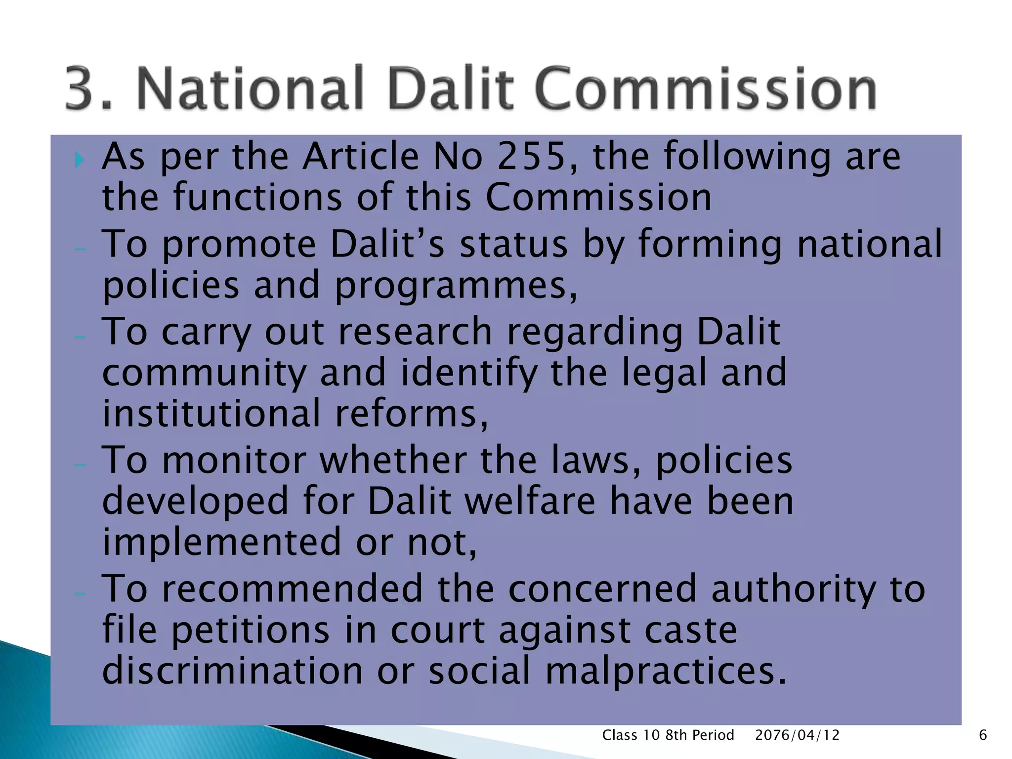 Lesson 5.5 (ten social) Constitutional Commissions | PPT