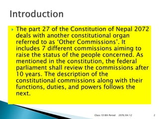 Lesson 5.5 (ten social) Constitutional Commissions | PPT