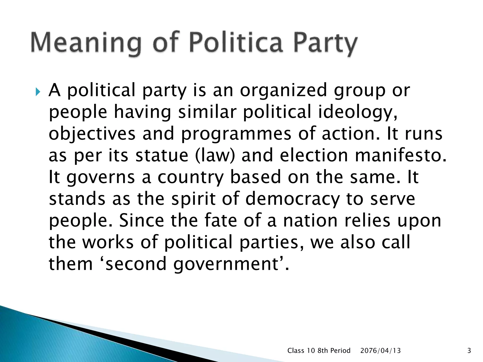 Lesson 5.6 (ten social) Political Parties and their Roles | PPT