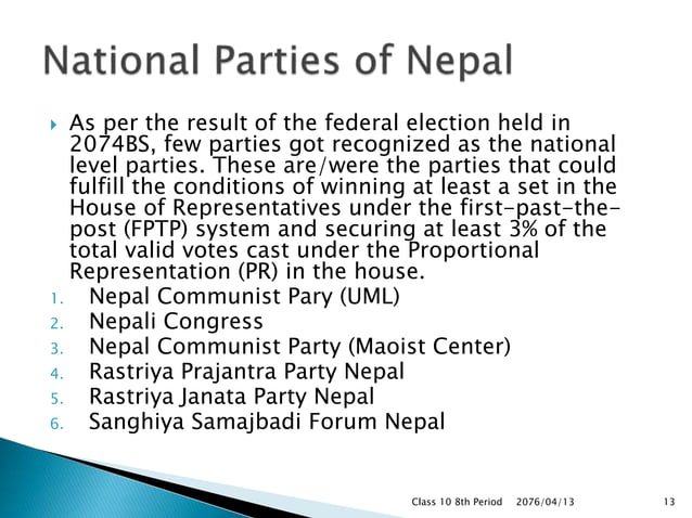 Lesson 5.6 (ten social) Political Parties and their Roles | PPT